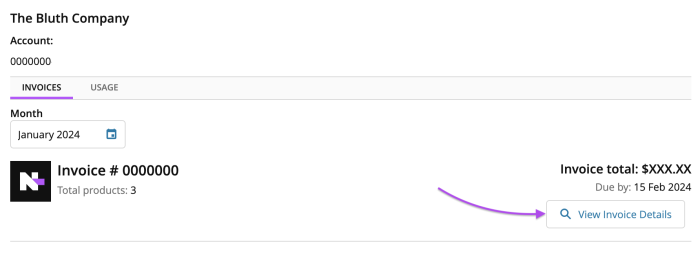 View billing information for Cove Data Protection