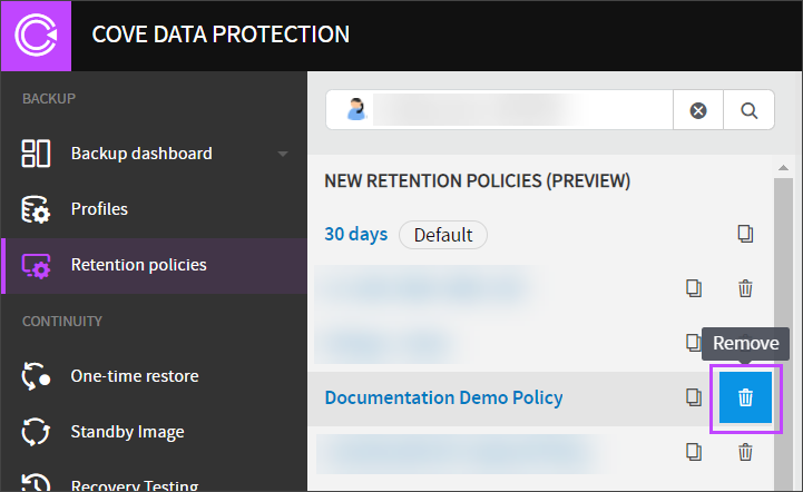 Manage Custom Retention Policies in Management Console