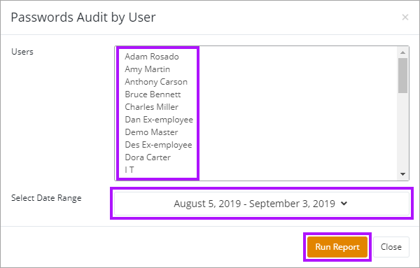 Password Audit by User Report
