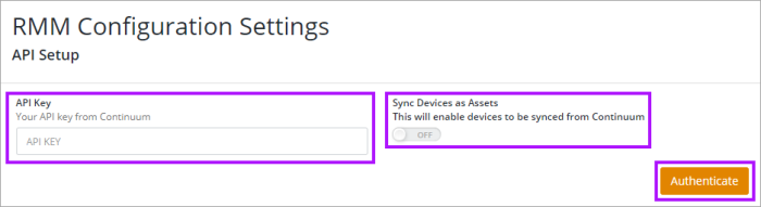 Continuum RMM Integration Configuration