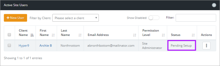 Create Site End Administrator User